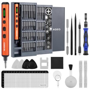 wadeo electric screwdriver set, 82 in 1 rechargeable cordless screwdriver, 64 s2 preicison bits, 5 torque settings, 4 led lights, precision screwdriver kit for pc, computer, laptop, phone, rc drone