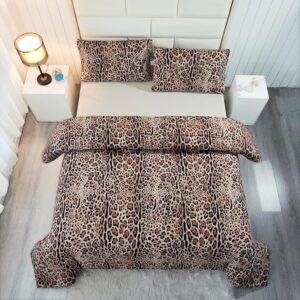 SDY 3PCS Leopard Comforter Set Queen, Animal Print Comforter Set Queen, Leopard Print Bedding Cheetah Print Comforter Set Queen, Bedroom Comforter Sets Queen for Kids, Toddler, Girls, Boys