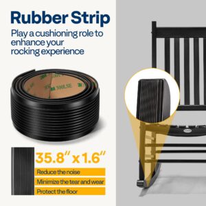 VIVOHOME Oversized Wooden Rocking Chair with Anti-Slip Strips for Noise Reduction, Suitable for Indoor, Porch, Garden, Black