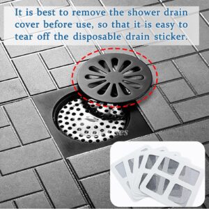 Disposable Hair Drain Stickers, 4" X 4"Disposable Shower Floor Drain Sticker, Disposable mesh Cover Sewer Filter Screen for Bathroom, Laundry,Sink,Tub,and Kitchen (30pcs)