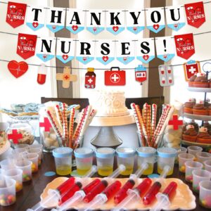 Thank You Nurses Banner Paper Bunting Garland for Nurse Appreciation Week Party Decorations Nursing Graduation Party Supplies Gifts