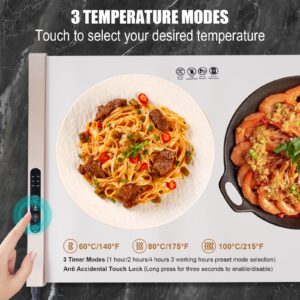 Electric Warming Tray Portable Silicone Food Warmer Heater Mat，Keep Plates Warm for Buffets Party,Travel Roll Up Fast Heating Pad,Large Surface Area Foldable Adjustable Temperature Control (L)