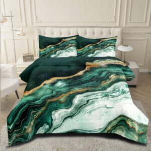 ccoutuechen olive green marble comforter set queen size abstract gold marble bedding sets contemporary comforter modern marble bed set 3pcs soft fluffy lightweight comforter (girls women adult)