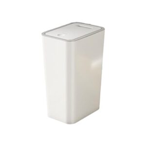 abwoo bathroom trash can with press lid, small garbage can for bedroom, covered slender plastic garbage bin, push top lid white small waste bin for restroom 2.8 gallon