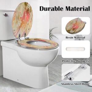 Elongated Toilet Seat natural marble texture seamless stone texture natural marble for Resin Toilet Seat Quietly Slow Close with Quick-Release Hinges Toilet Seat with Cover Easy to Clean Install