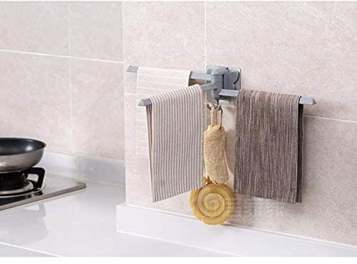 YXCNP Towel Rack, Rotating Towel Bar Punch-Free Bathroom Kitchen Towel Rail No Trace Sticky Hardware Decoration Bath Towel Holder/Grey