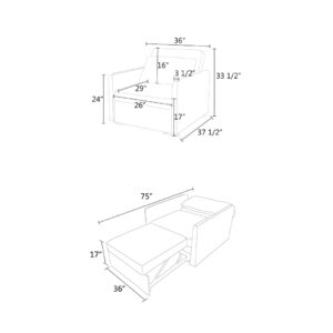 Sofa Bed, Convertible Futon Sleeper Cama Chair Couch Adjustable Small Recliner Armchair Lint Adults Pull Out Sofabed for Living Room