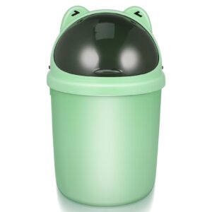 pretyzoom cute frogs trash can with lid: plastic garbage bin cartoon flip wastebasket recycle bin kawaii vehicle trash bin for office car bathroom kitchens dressing table