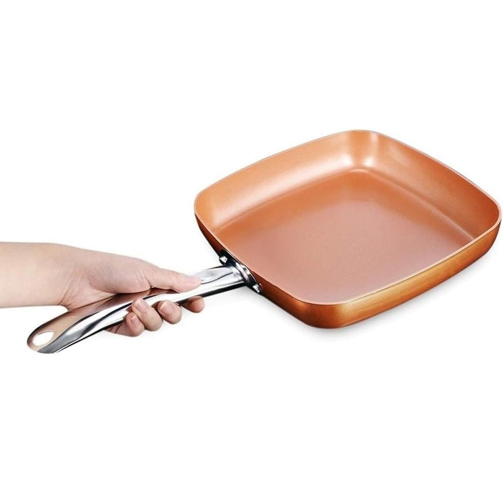 ChDING 9.5inches Pan Nonstick, Aluminum Alloy Square Frying Pan Skillet with Ceramic Coating, Kitchen Nonstick Frying Pan, No Fumes Cooking Pots and Pans Omelet Pans