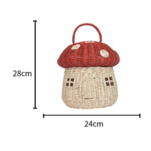 Soaying Handmade Rattan Mushroom-Shaped Storage Basket- Cute Handmade Handcrafted Decoration Artwork Rattan, Easy to Use