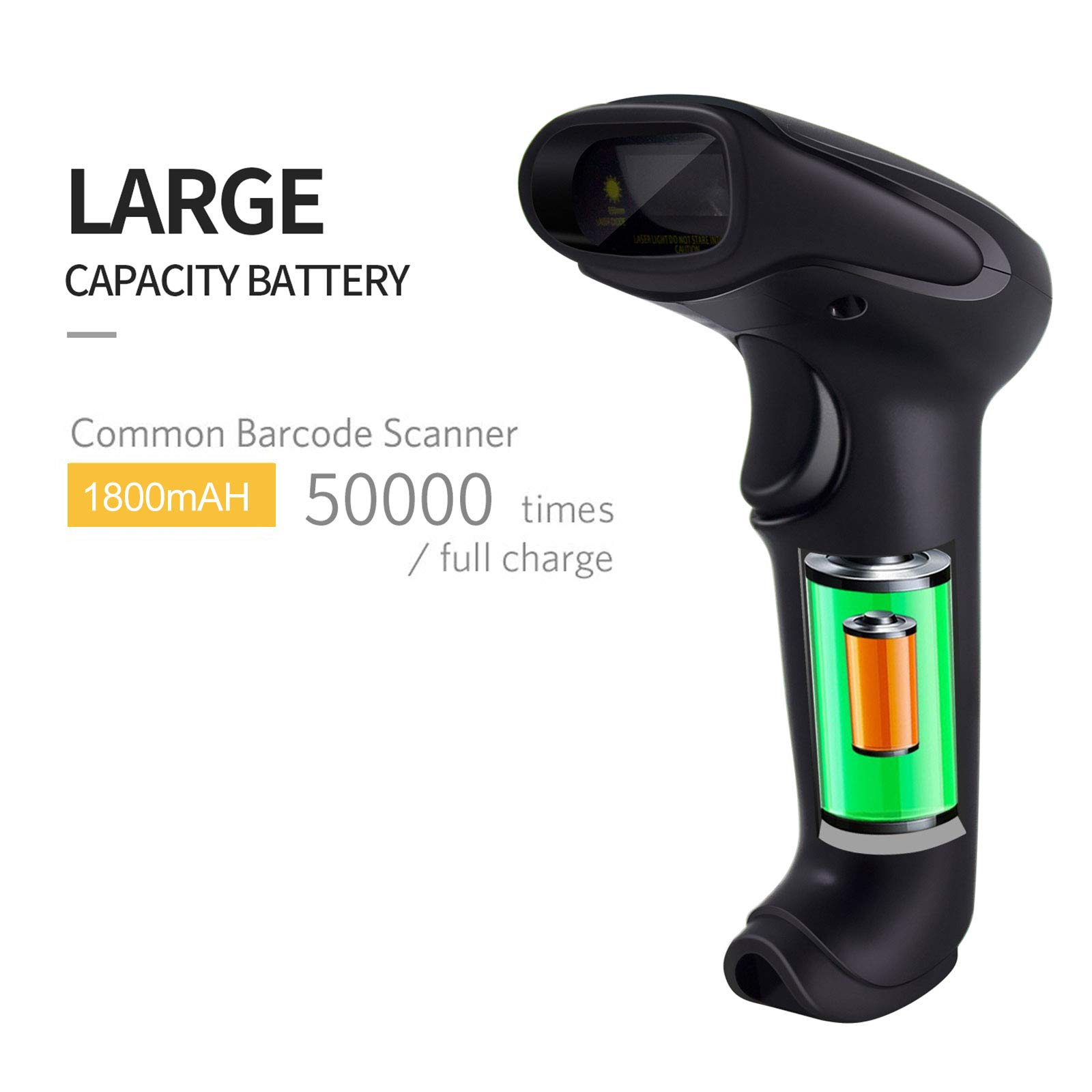 Alacrity 1D 2D Wireless Barcode Scanner with Stand Handheld & Handsfree QR Wired & Wireless 2 in 1 Inventory Bar Code Reader with 1800mA*H Rechargeable Battery 98ft Wireless Transmission Distance