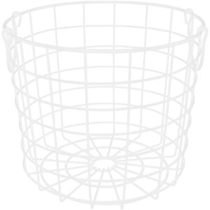 vosarea iron wire laundry hamper metal laundry basket with handles round storage bin for towels books dirty clothes organizer white