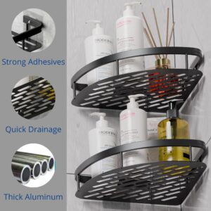 FERROFASIL Corner Shower Caddy 2 Pack, Adhesive Shower Organizer for Bathroom Storage, No Drilling Rustproof Shelves for Bathroom Organization, Matte Black Lightweight and Durable