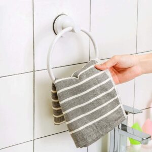 YXCNP Hanging Towel Rack, Bathroom Hanger Kitchen Towel Hook Storage Rails Free Punch Sucker Drying Towel Bath Towel Holder/White