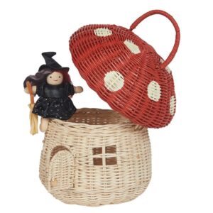 Soaying Handmade Rattan Mushroom-Shaped Storage Basket- Cute Handmade Handcrafted Decoration Artwork Rattan, Easy to Use