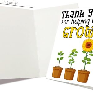 ONECHI Thank You for Helping Me Grow Card, Great Thank You Card for Teachers Mom Dad, Funny Teacher Appreciation Gifts for Women Men, Nice Thank You Gift Ideas for Him Her, End of Year Card