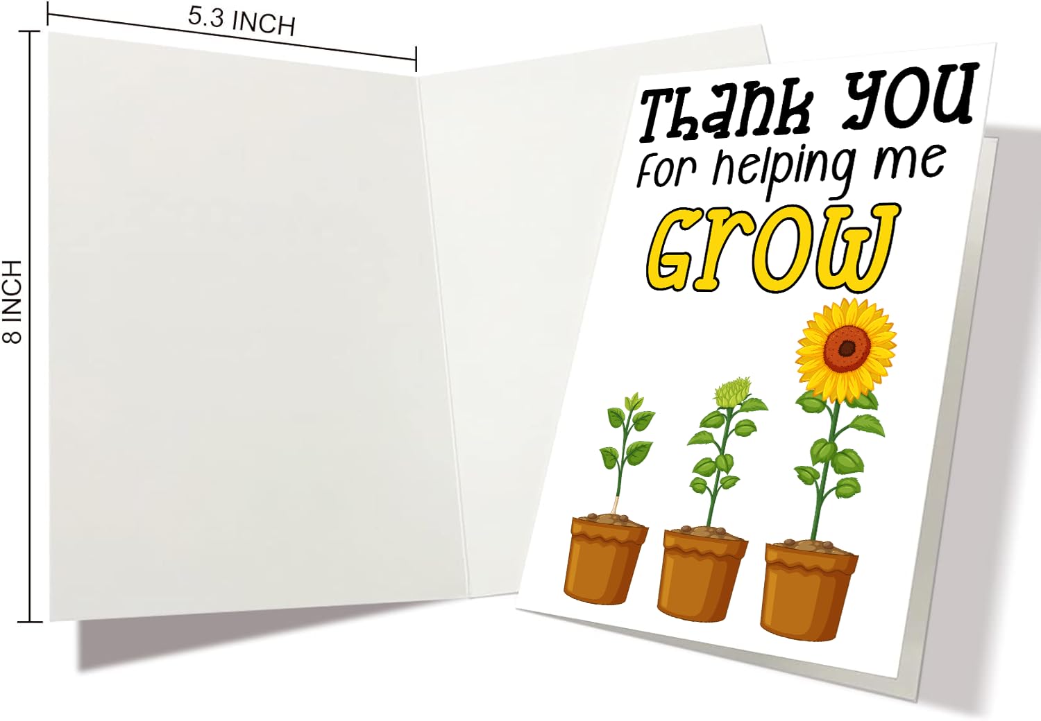 ONECHI Thank You for Helping Me Grow Card, Great Thank You Card for Teachers Mom Dad, Funny Teacher Appreciation Gifts for Women Men, Nice Thank You Gift Ideas for Him Her, End of Year Card