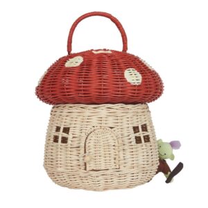 Soaying Handmade Rattan Mushroom-Shaped Storage Basket- Cute Handmade Handcrafted Decoration Artwork Rattan, Easy to Use