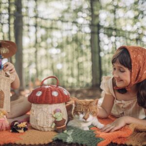 Soaying Handmade Rattan Mushroom-Shaped Storage Basket- Cute Handmade Handcrafted Decoration Artwork Rattan, Easy to Use