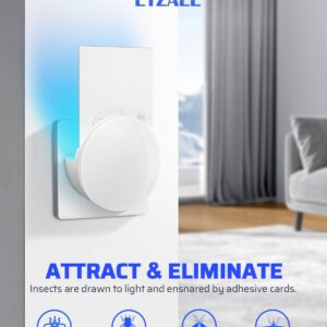 Eyzaee Fruit Fly Traps for Indoors, 2 in 1 Flying Insect Trap Blue Light Plug in Bug Catcher with Warm Night Light Effective Insect Control for Home-Odorless and Mess Free(1 Device + 5 Glue Boards)