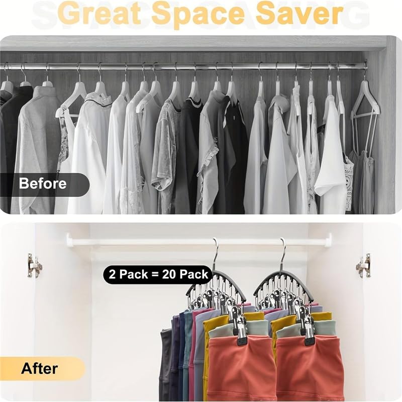 HEAVYSEVEN Stainless Steel Hanger Drying Socks Hanger with Clips Household Hanging Clothes Balcony Windproof Rack with Clamp Household Space Saving Storage Organizer (1pc)