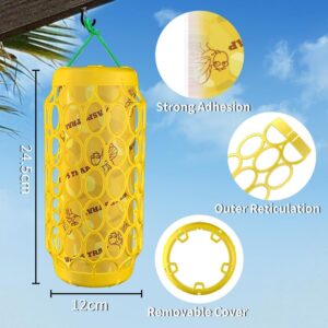 Wasp Trap Carpenter Bee Trap 2 PCS & Replaceable Sticky Boards 4 PCS & Hanging Strings 2 PCS | Repellent Wasp Trap Hanging for Yellow Jacket Wasp Killer Catcher | Reusable & Durable Bee Catcher