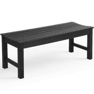 stoog outdoor bench, 2-person patio backless bench, all-weather hips garden bench, never rot or fade, for backyard, porch, patio, deck, and entryway, black