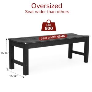 Stoog Outdoor Bench, 2-Person Patio Backless Bench, All-Weather HIPS Garden Bench, Never Rot or Fade, for Backyard, Porch, Patio, Deck, and Entryway, Black