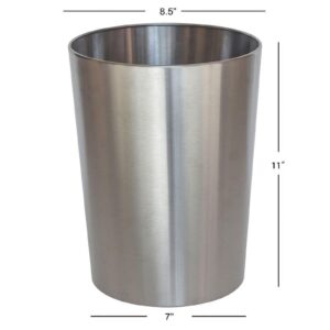 Orsd5D4ite Brushed Nickel Metal Bathroom Wastebasket, 2.2 gal