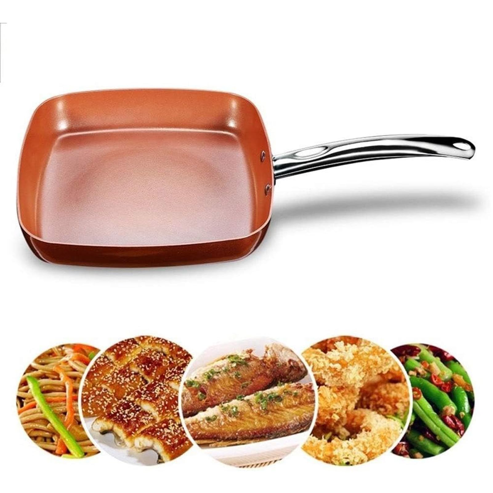 ChDING 9.5inches Pan Nonstick, Aluminum Alloy Square Frying Pan Skillet with Ceramic Coating, Kitchen Nonstick Frying Pan, No Fumes Cooking Pots and Pans Omelet Pans