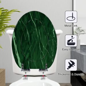 Elongated Toilet Seat Marble texture Green floor Stone wall tiles Slab Granite ceramic Resin Toilet Seat Quietly Slow Close with Quick-Release Hinges Toilet Seat with Cover Easy to Clean Install