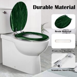 Elongated Toilet Seat Marble texture Green floor Stone wall tiles Slab Granite ceramic Resin Toilet Seat Quietly Slow Close with Quick-Release Hinges Toilet Seat with Cover Easy to Clean Install