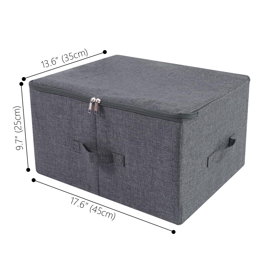 iwill CREATE PRO Pack of 3, Fabric Folding Clothes Storage Boxes with Zip Lid for Wardrobe, Black Gray