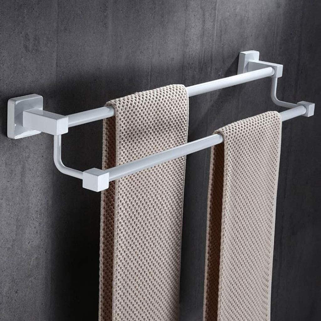 YXCNP Stainless Steel Double Rod, Kitchen Tea Towel Rack Lavatory Wall Mounted Bath Towel Rod Home Storage Bathroom Towel Holder Bath Towel Holder/Sier/40Cm