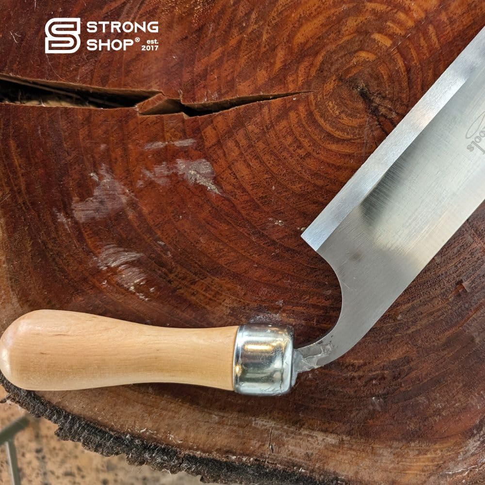 StrongShop 10-in Bark Peeler Straight Drawknife for Woodworking, Carpentry, Log Shaving, Building Furniture and More. Sharp Long Lasting Blade, Ergonomic Comfort Wood Handles., Stainless Steel