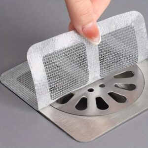 mirfa, 4" x 4" disposable shower drain strainers hair catcher stickers, bathroom, laundry, bathtub, kitchen, sink, for human and pet hair strong adhesive bathroom accessories cover (20)