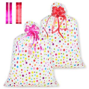 diueoly 2 pcs extra large gift bags 36'' x 48'' oversized plastic storage bags with pull flowers jumbo wrapping bags for presents birthday party bridal showers baby showers