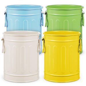 NUOBESTY 4pcs Mini Trash Can for Desk: Metal Wastebasket Tiny Waste Garbage Bin Color Pencil Holder Multifunctional Desk Organizer for Office Home