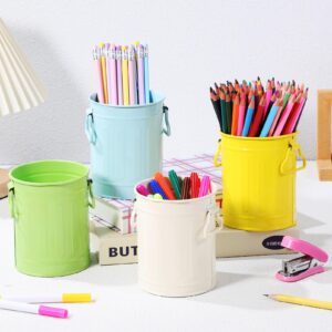 NUOBESTY 4pcs Mini Trash Can for Desk: Metal Wastebasket Tiny Waste Garbage Bin Color Pencil Holder Multifunctional Desk Organizer for Office Home