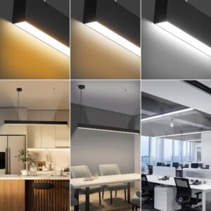 be studied 4FT Led Linear Light, 50W Linear Light Fixture Silicon Controlled Dimming 3000K to 5000K Color Changing, Ceiling Shop Light, Suspended Office Lighting Fixture 4 Pack