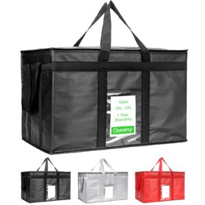 xxxl large insulated cooler bag, double zipper food delivery bag, styrofoam cooler of keep food cold or hot, easy to clean, ideal for professional food groceries delivery restaurant(black, 3xl)