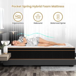 BedStory 14 Inch Full Mattress Innerspring Hybrid Mattress with Gel Memory Foam Individual Wrapped Coils Spring Mattress Medium for Pressure Relief CertiPUR-US Certified