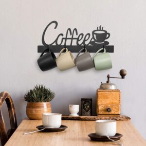 Soaying Coffee Mug Holder Wall Mounted,Coffee Bar Decor Sign,Coffee Cup Rack Holds,Coffee Sign Mug Hanger,Coffee Mug Rack