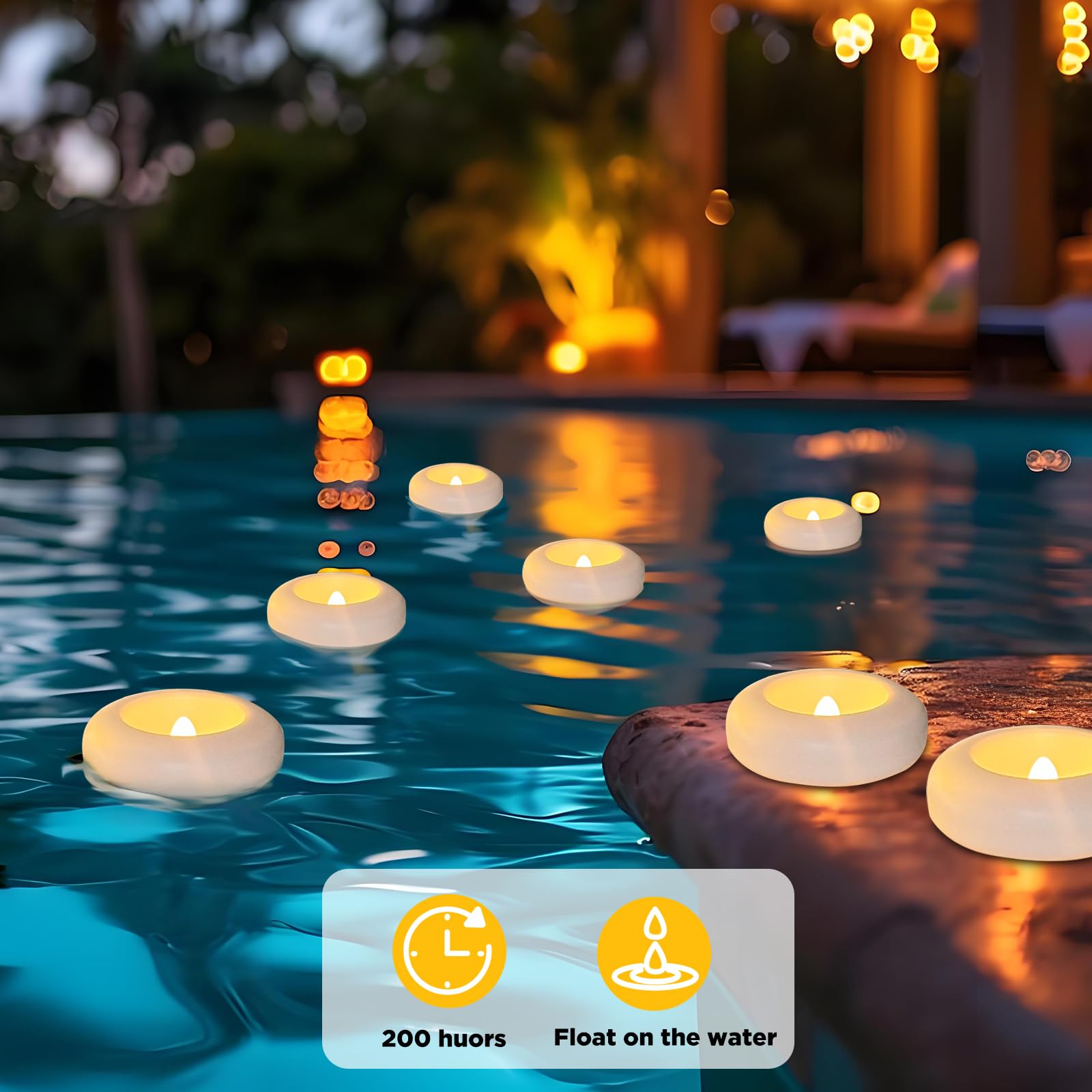 QQFCTOO Flameless LED Floating Candles, 3”Floating Battery Operated Candles,24 Pack Warm Tealights for Cylindrical Vase/Pool/Bath/Hot Bath/Wedding Center Decoration