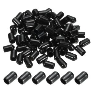 patikil 7mm vinyl rubber end caps, 150 pack flexible bolt screw covers caps round thread protector caps for metal tubing rod bolts, black