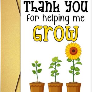 ONECHI Thank You for Helping Me Grow Card, Great Thank You Card for Teachers Mom Dad, Funny Teacher Appreciation Gifts for Women Men, Nice Thank You Gift Ideas for Him Her, End of Year Card