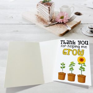 ONECHI Thank You for Helping Me Grow Card, Great Thank You Card for Teachers Mom Dad, Funny Teacher Appreciation Gifts for Women Men, Nice Thank You Gift Ideas for Him Her, End of Year Card