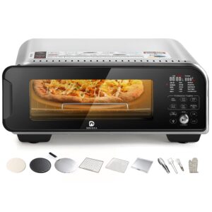 dovsca pizza oven indoor electric pizza oven countertop with 104-800°f by ntc countertop pizza oven 15 functions pizza oven brushed stainless steel with 10 accessories for multi-functions