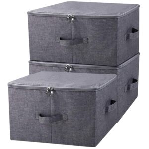 iwill create pro pack of 3, fabric folding clothes storage boxes with zip lid for wardrobe, black gray