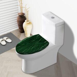 Elongated Toilet Seat Marble texture Green floor Stone wall tiles Slab Granite ceramic Resin Toilet Seat Quietly Slow Close with Quick-Release Hinges Toilet Seat with Cover Easy to Clean Install